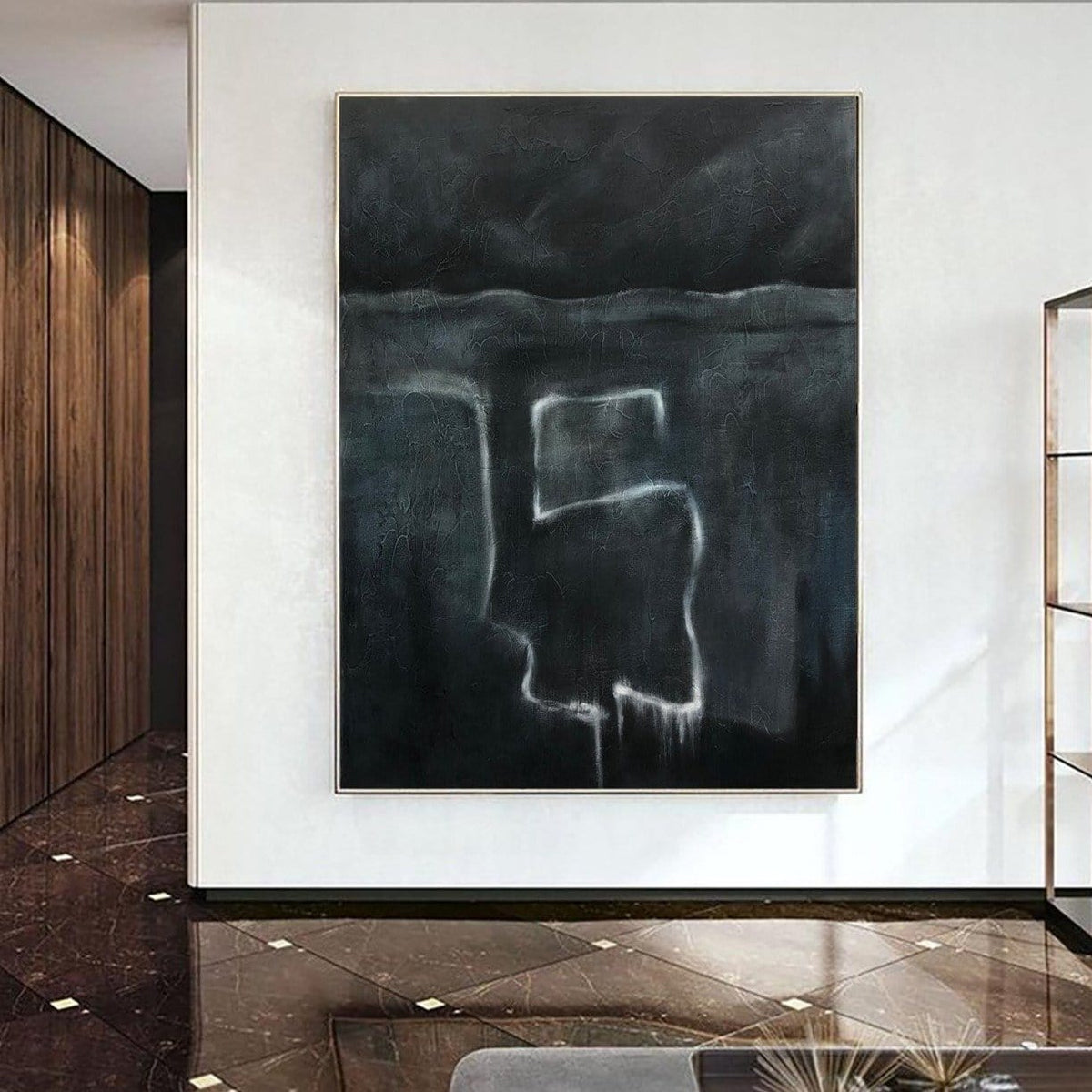 Extra Large Original Abstract Black Paintings On Canvas Modern Navy ...