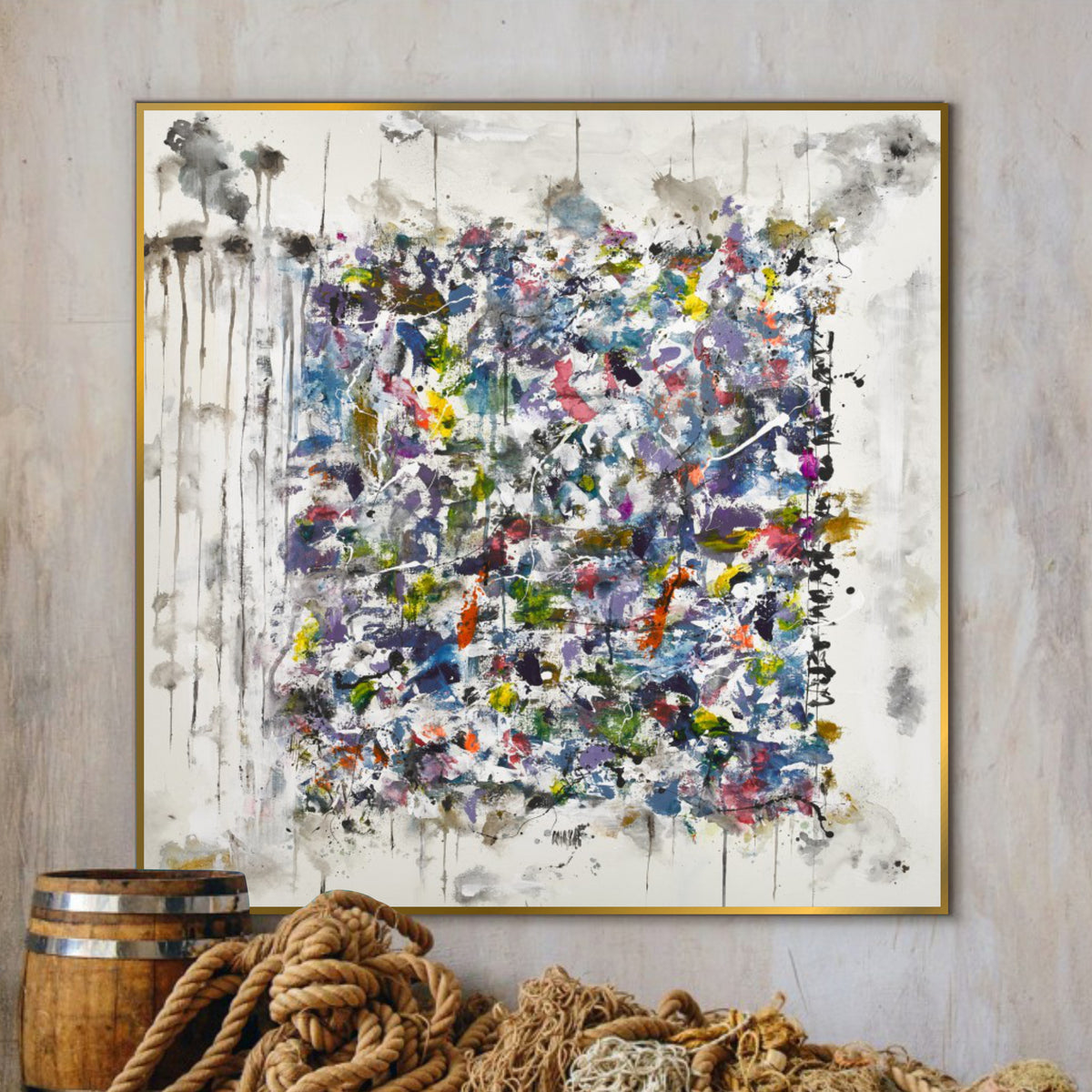 Vibrant Abstract Paintings On Canvas Splatter Technique Art Pollock ...