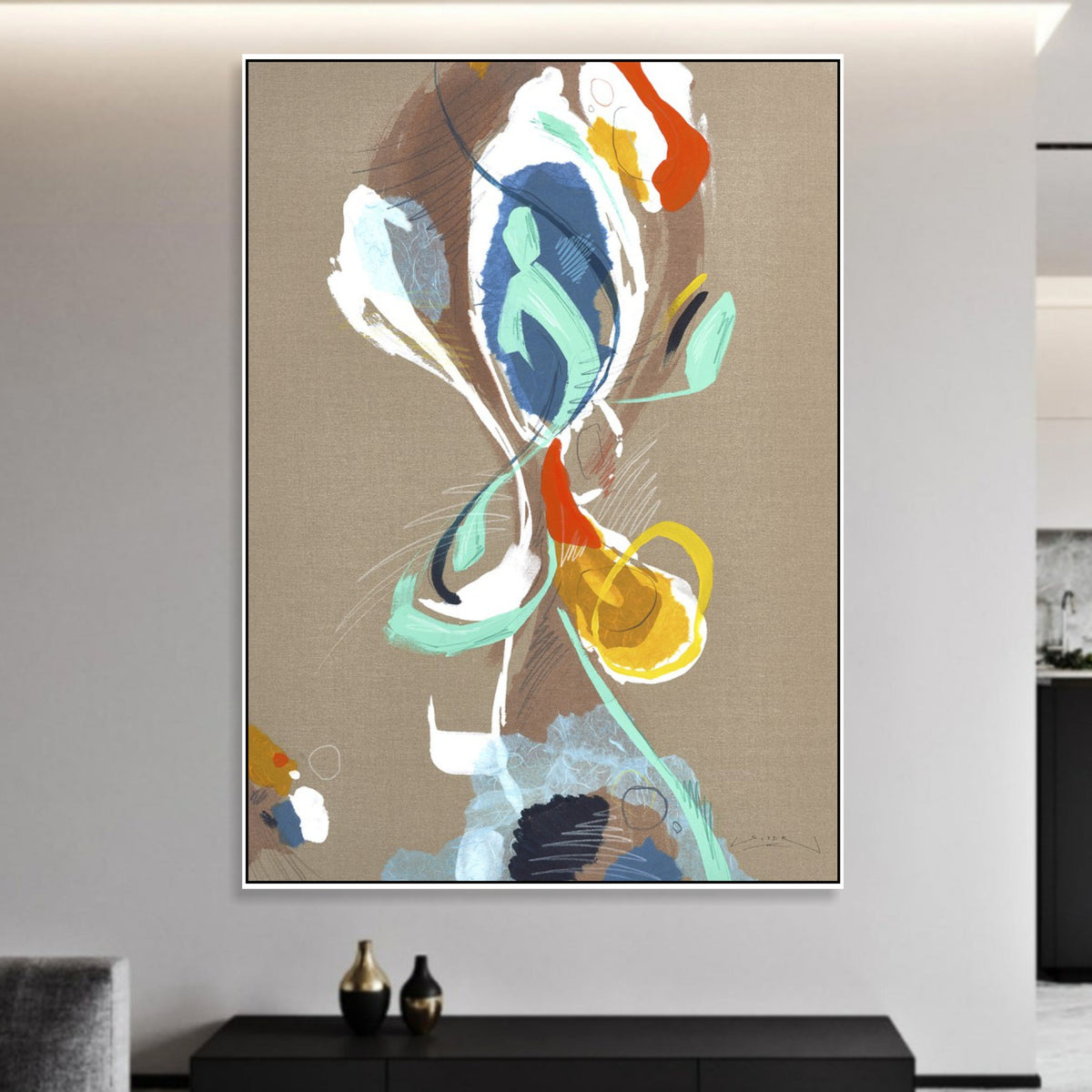 Abstract Colorful Paintings On Canvas Gestural Brushwork Art ...