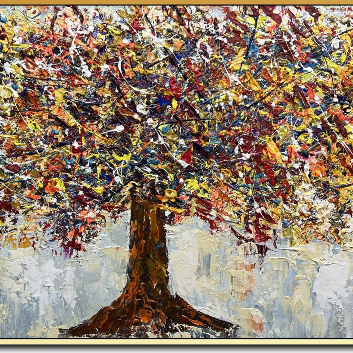 Colorful Tree Abstract Painting – Textured Modern Wall Art for Living ...
