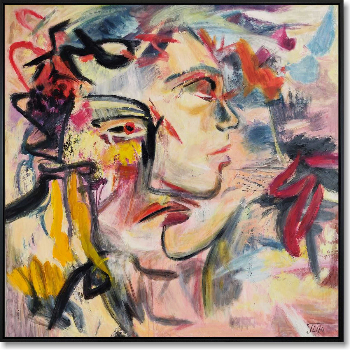 Abstract acrylic figurative painting PERSONALITY CHAOS – Trendgallery.art