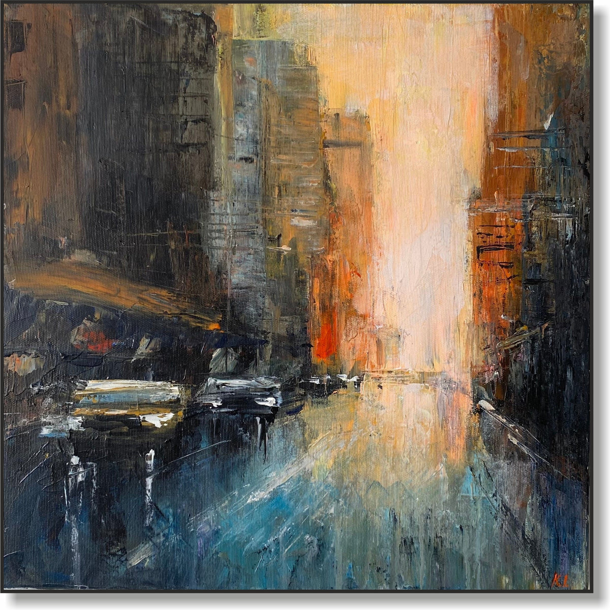 Abstract cityscape modern painting STREETS OF BROOKLYN – Trendgallery.art