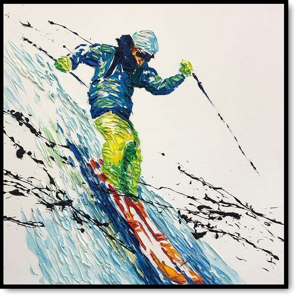 Abstract Skier Painting Skier Artwork Large Skier Abstract Painting ...