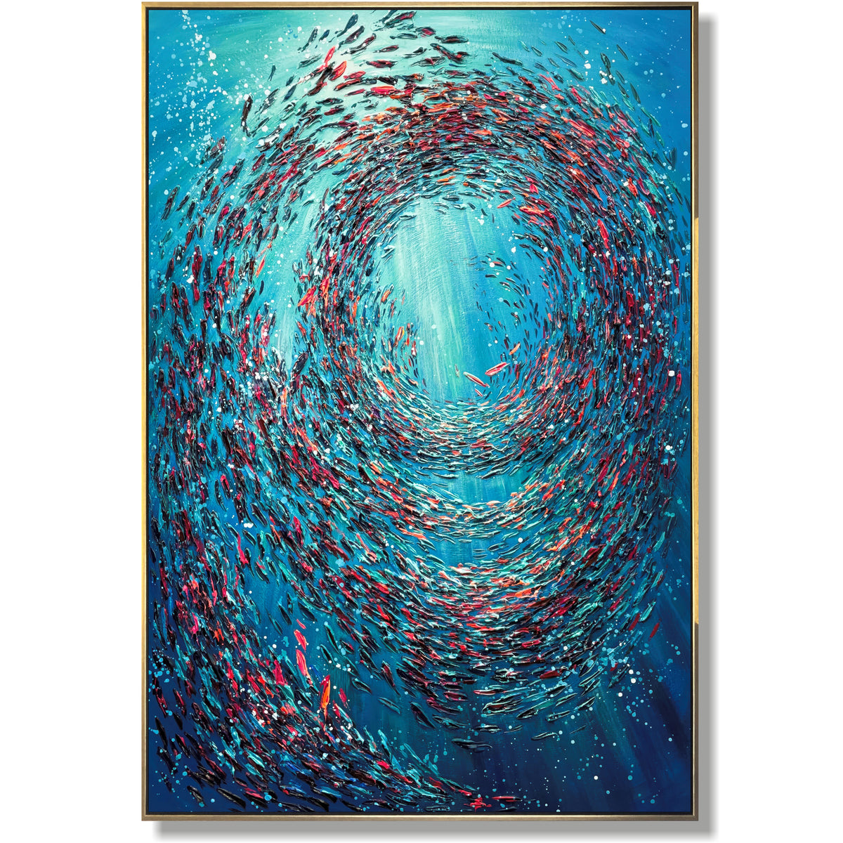 Large Colorful Abstract Fish Paintings on Canvas Modern Textured Fine ...