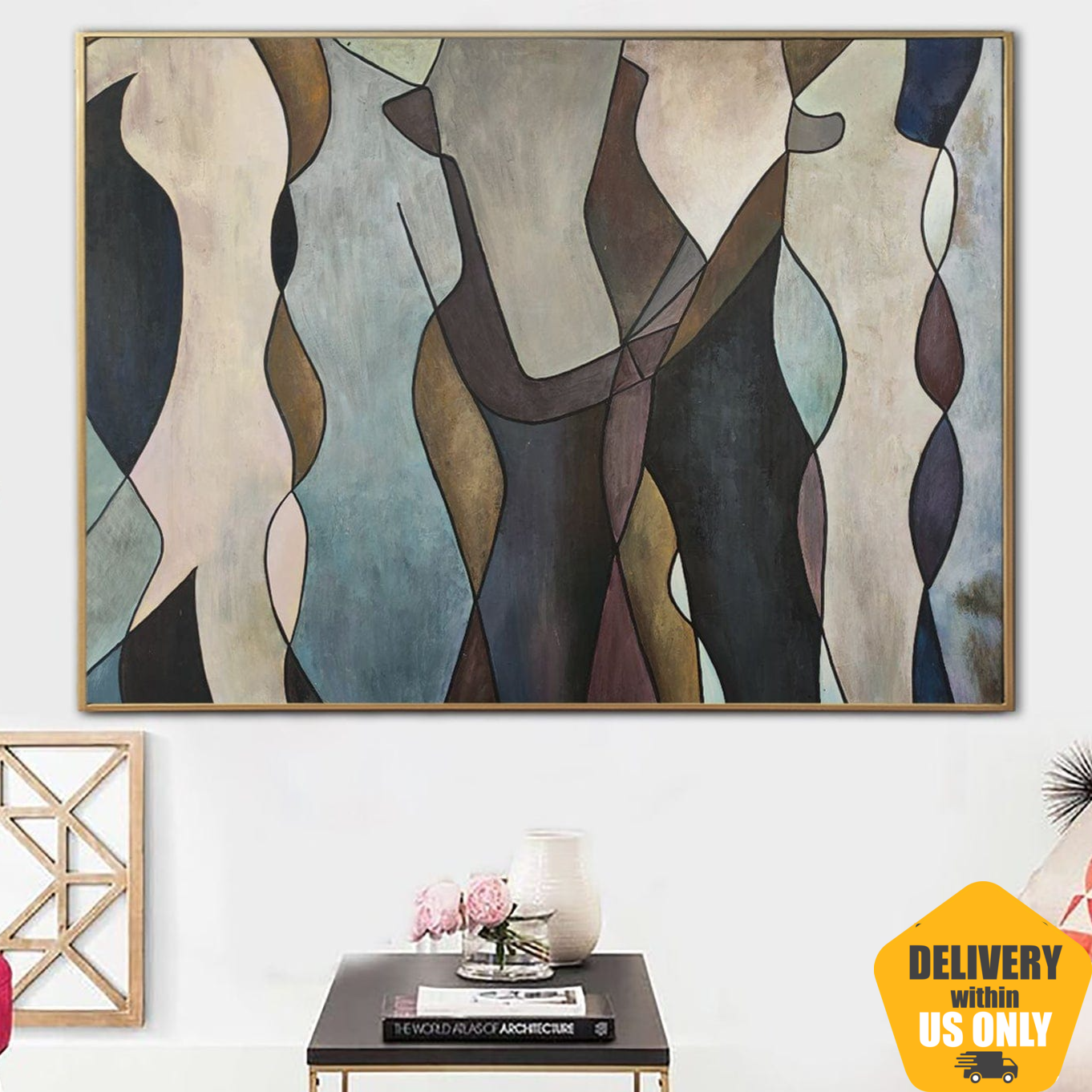 Original Human Shapes Painting Brown Wall Art Abstract Art Modern ...