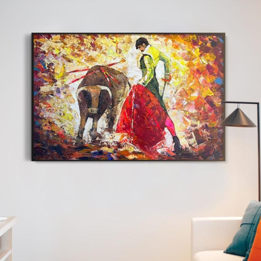 Spanish Matador Bullfighter Acrylic Painting Corrida Original Oil ...