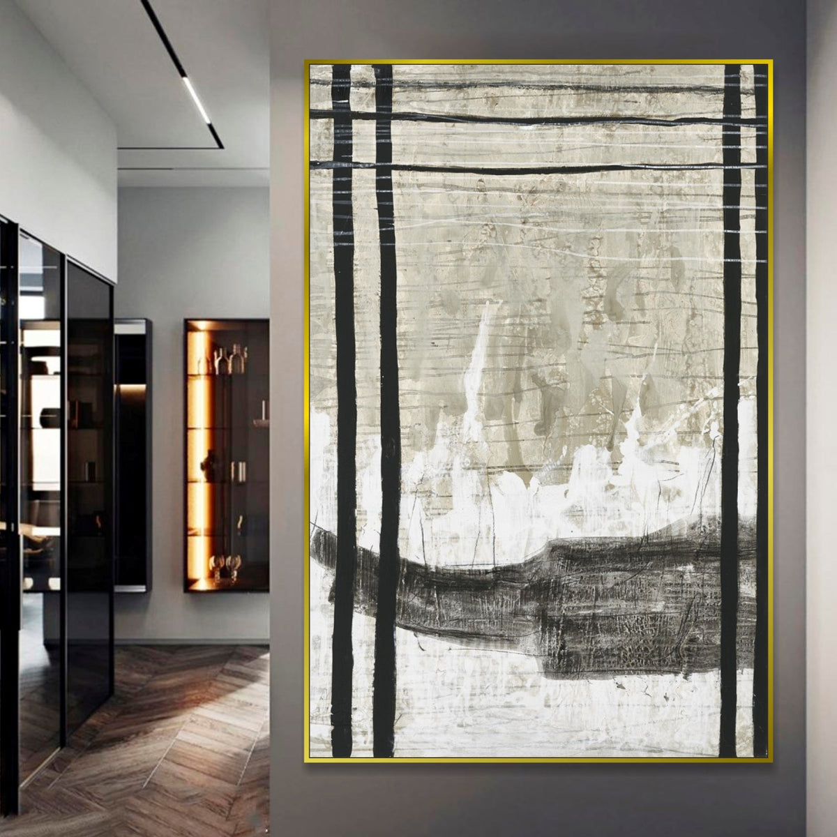 Abstract Black and White Paintings On Canvas Nature-Inspired Textured ...