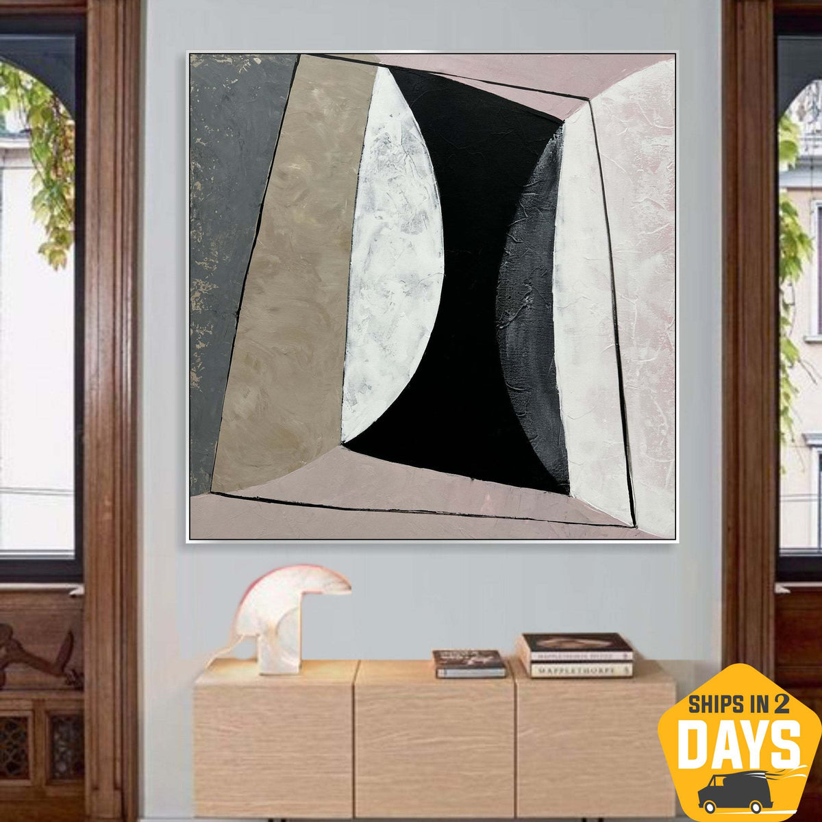 Large Abstract Square Painting Colorful Wall Art Frame Painting On ...