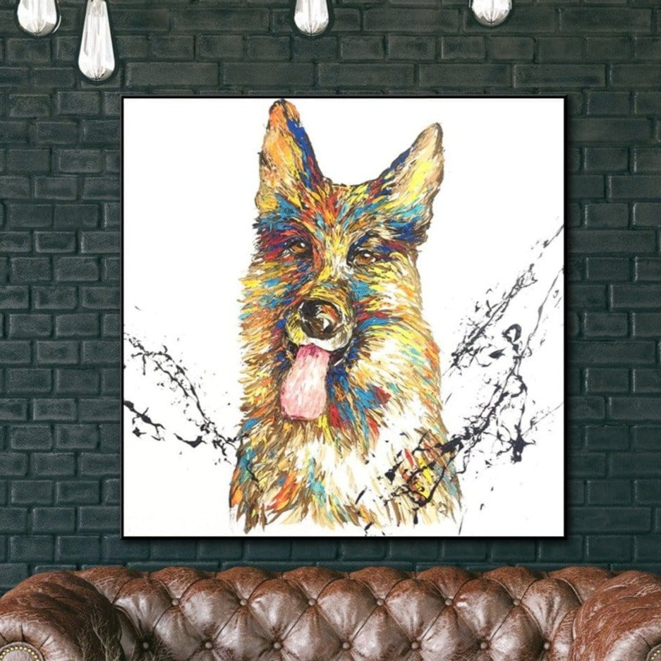 Abstract Shepherd Dog Painting Modern Shepherd Dog Artwork Animal ...