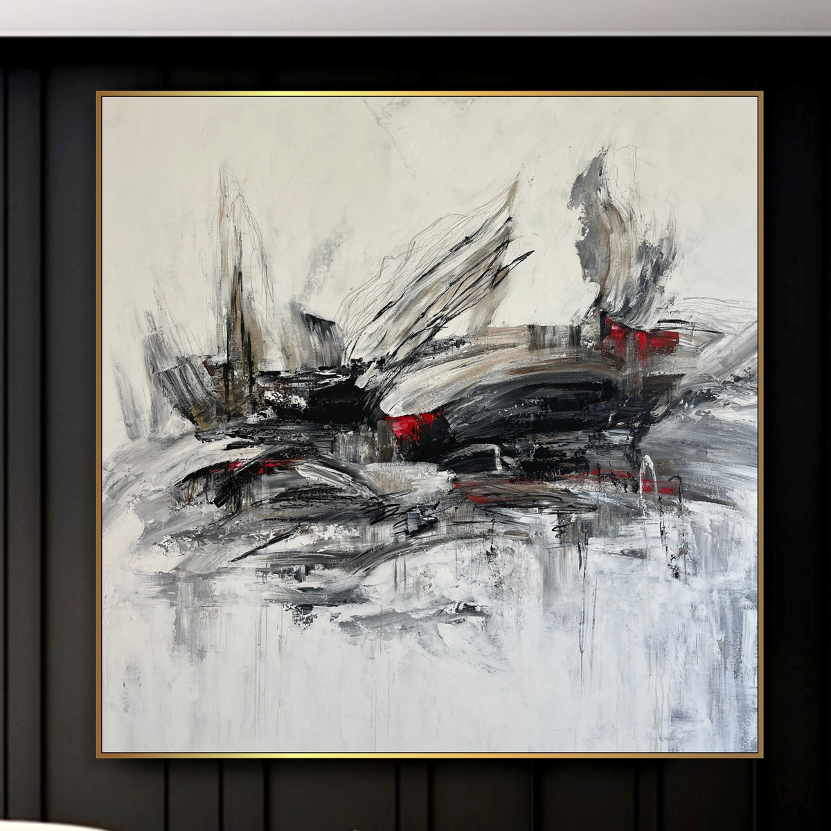 Abstract Black And White Paintings On Canvas, Abstract Contemporary Ary ...