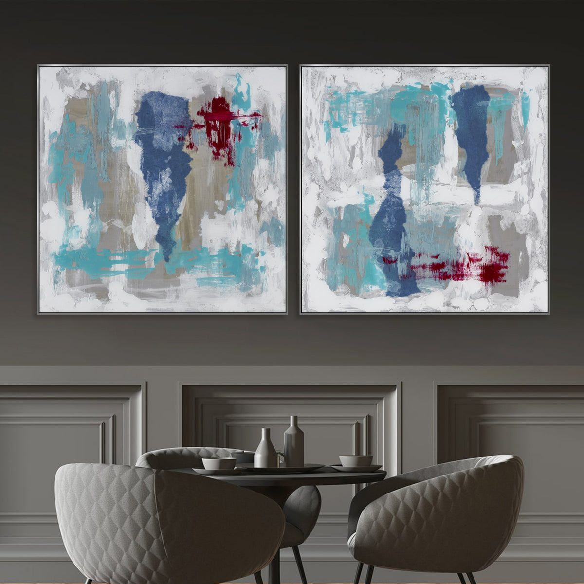 Abstract Colorful Set of 2 Paintings Contemporary Expressionist Art ...