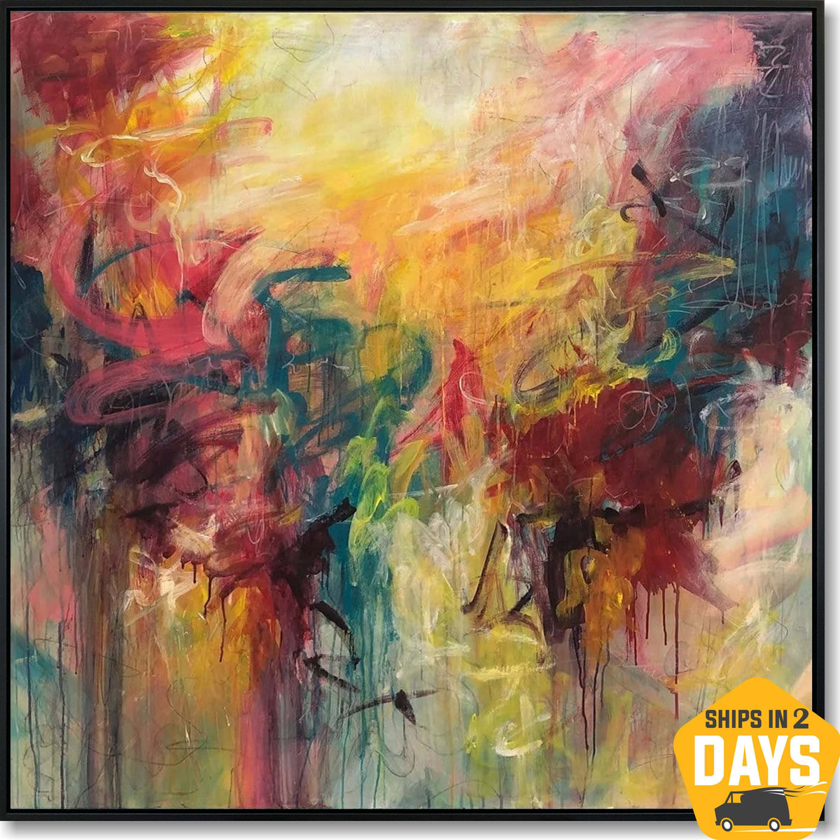 Colorful Painting Abstract Canvas Art Modern Painting Multicolor ...