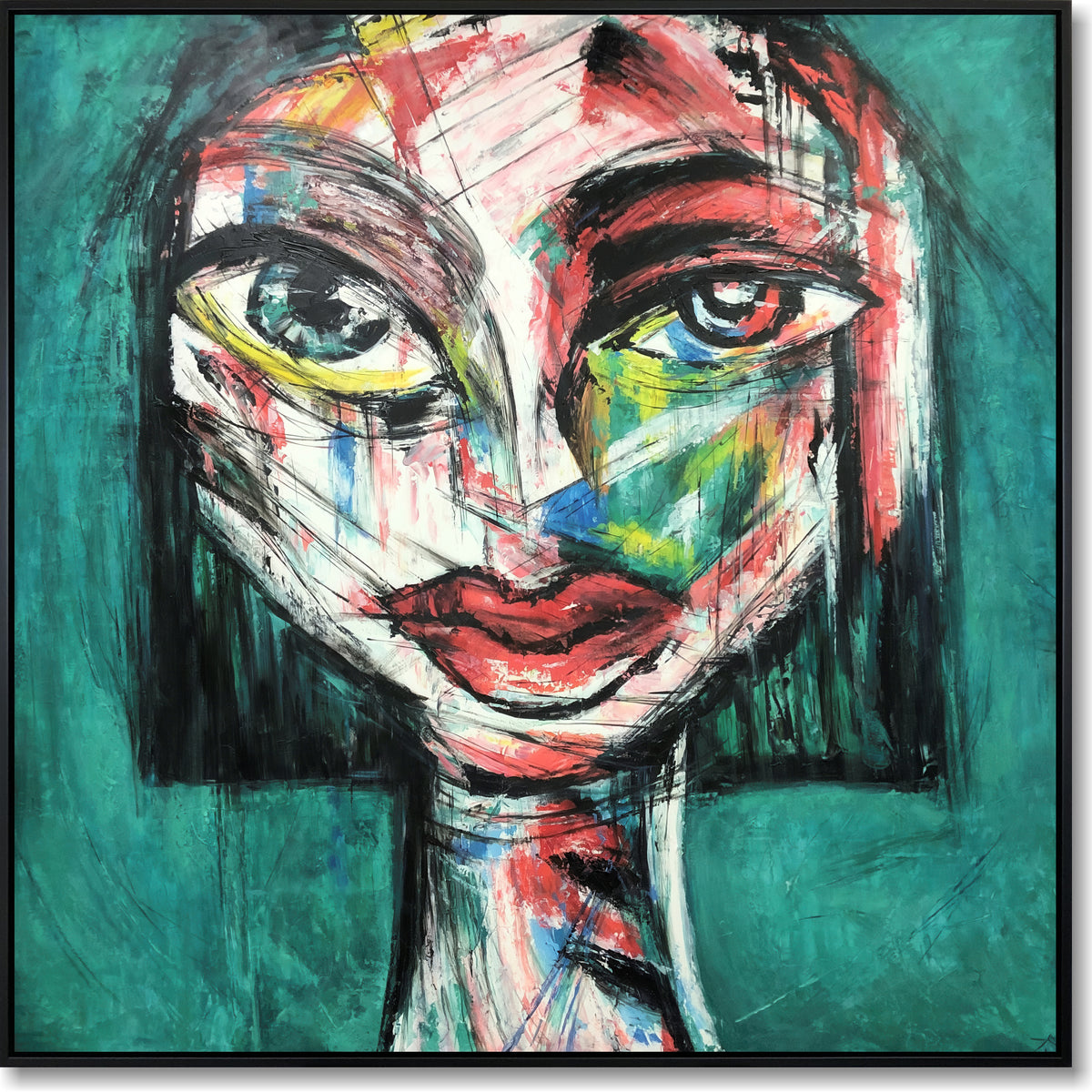 Abstract female portrait painting LADY BIRD – Trendgallery.art
