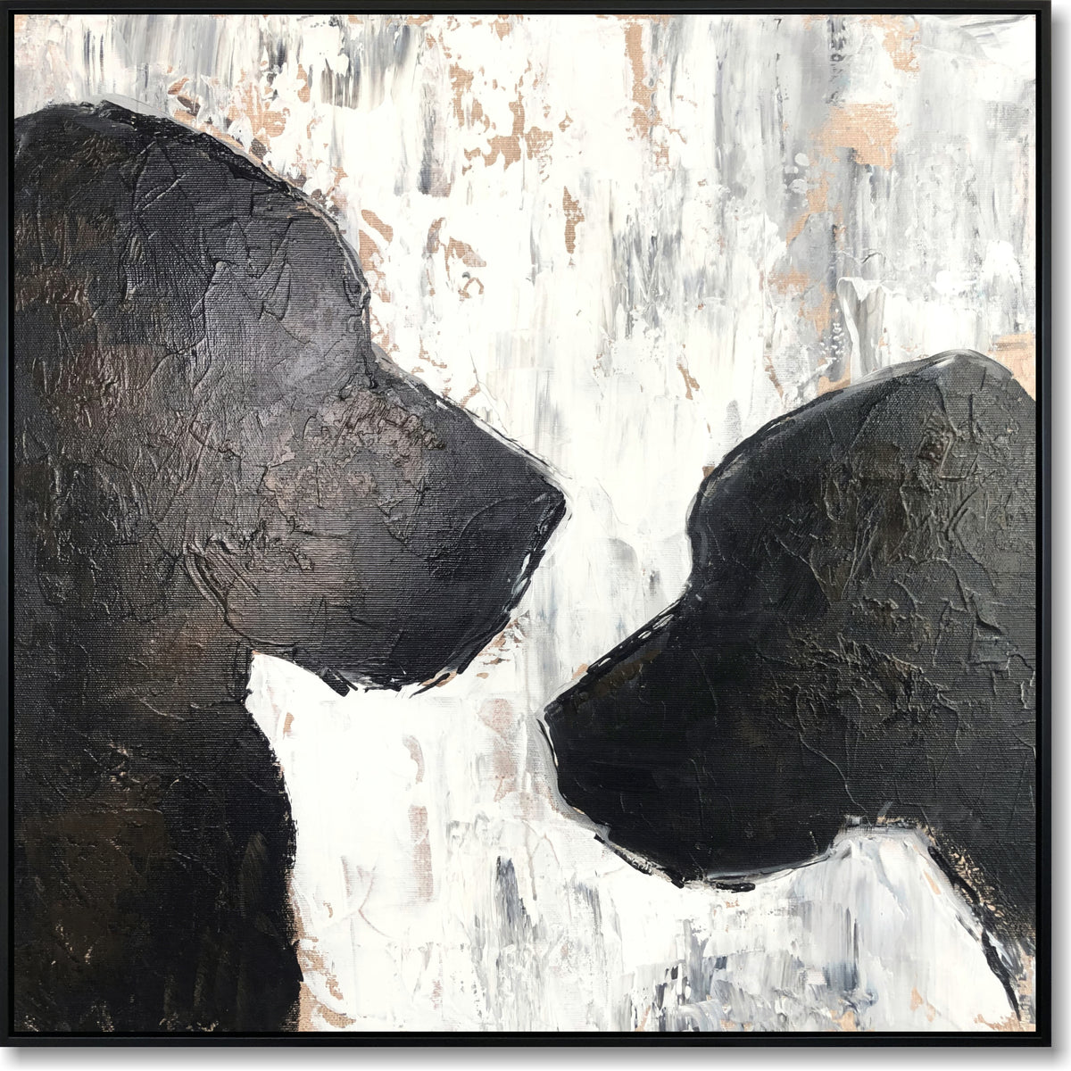 Abstract Dog Silhouette Oil Painting on Canvas - Black and White Fine ...