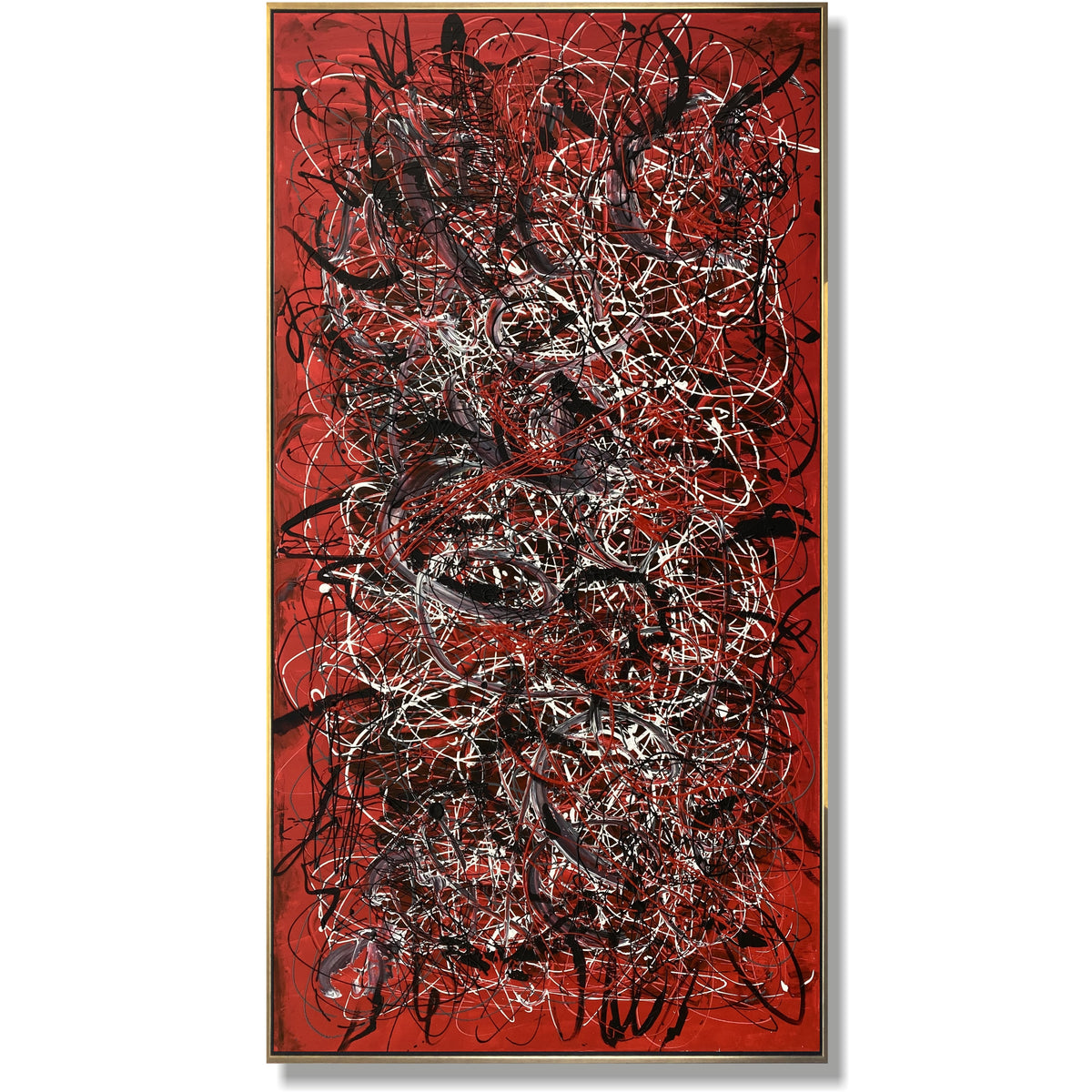 Jackson Pollock Style Paintings On Red Canvas Art Original Abstract ...
