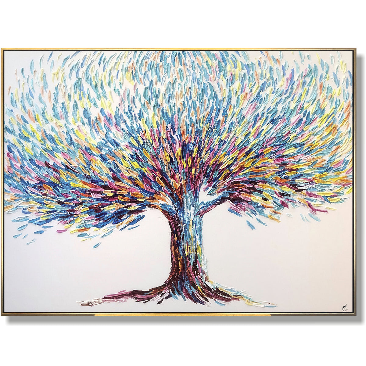 Large Abstract Tree Painting on Canvas - Contemporary Oil Artwork of ...