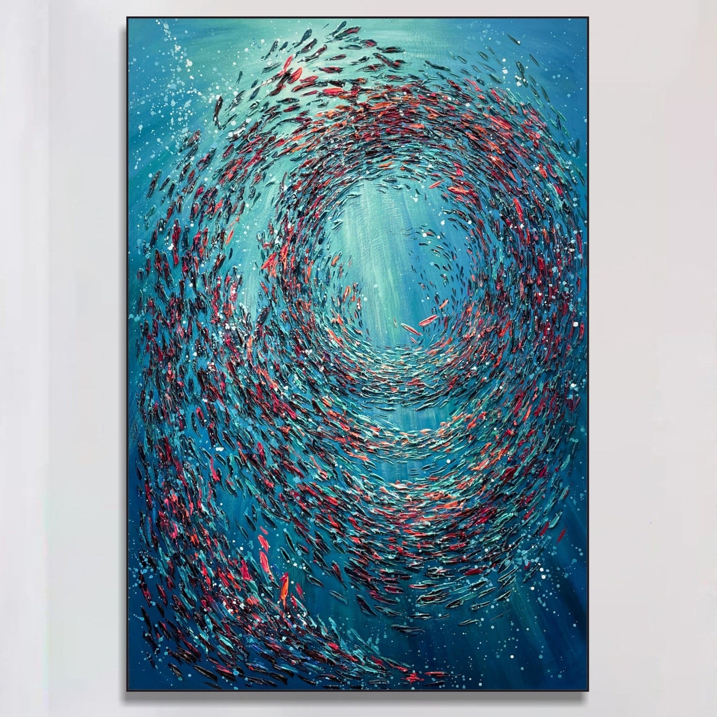 Large Colorful Abstract Fish Paintings on Canvas Modern Textured Fine ...