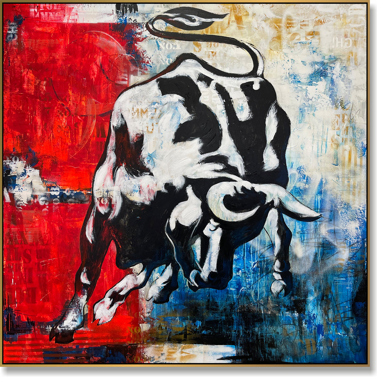 Large Abstract Bull Painting On Canvas Original Acrylic Animal Painting ...