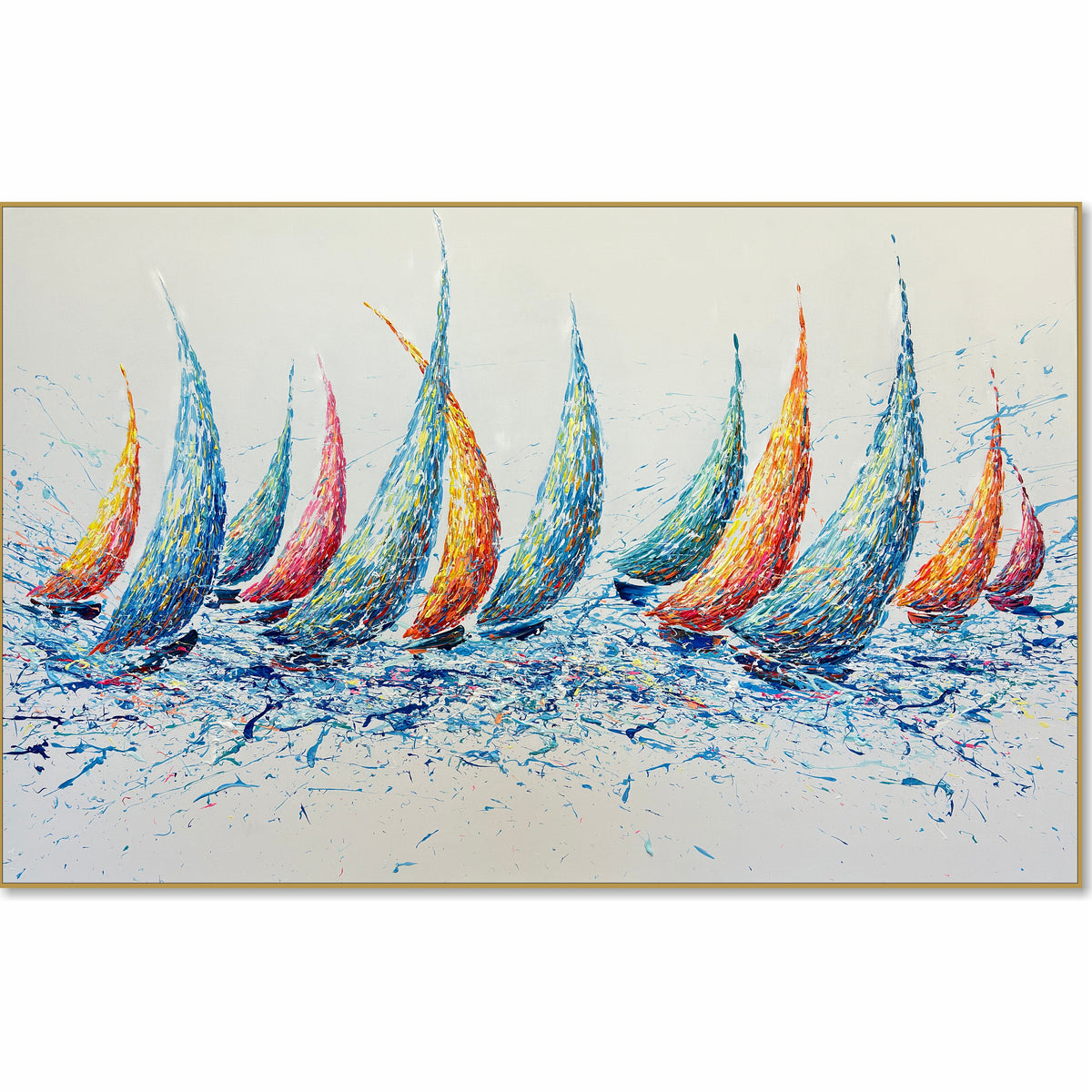Large Abstract Sailing Regatta Paintings On Canvas Colorful Nautical ...