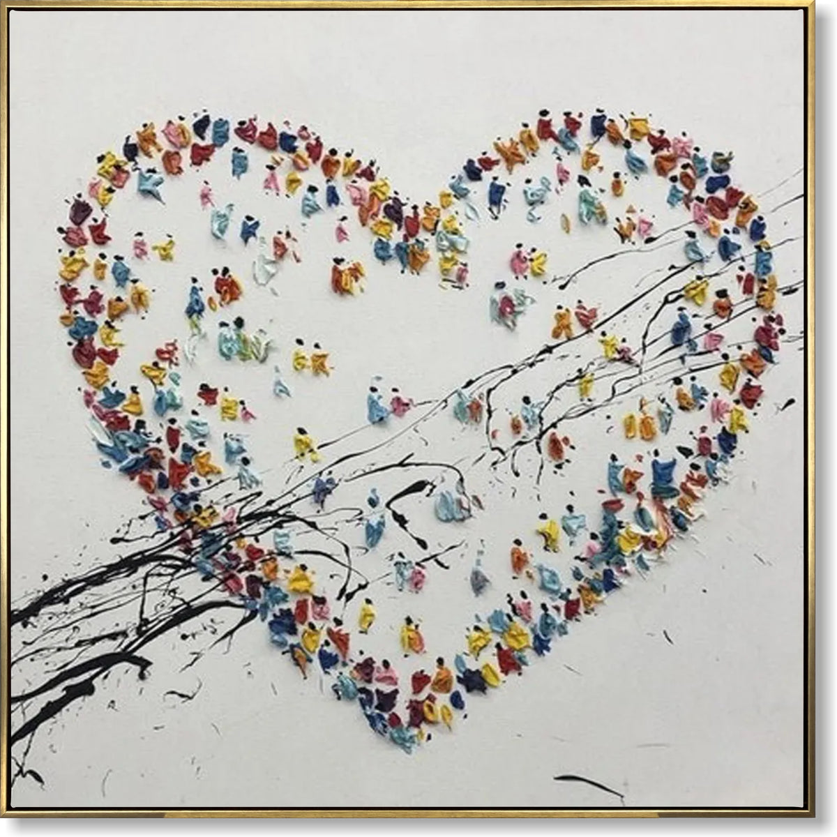 Large Colorful Oil Painting - Abstract Heart Art for Modern Hospital ...