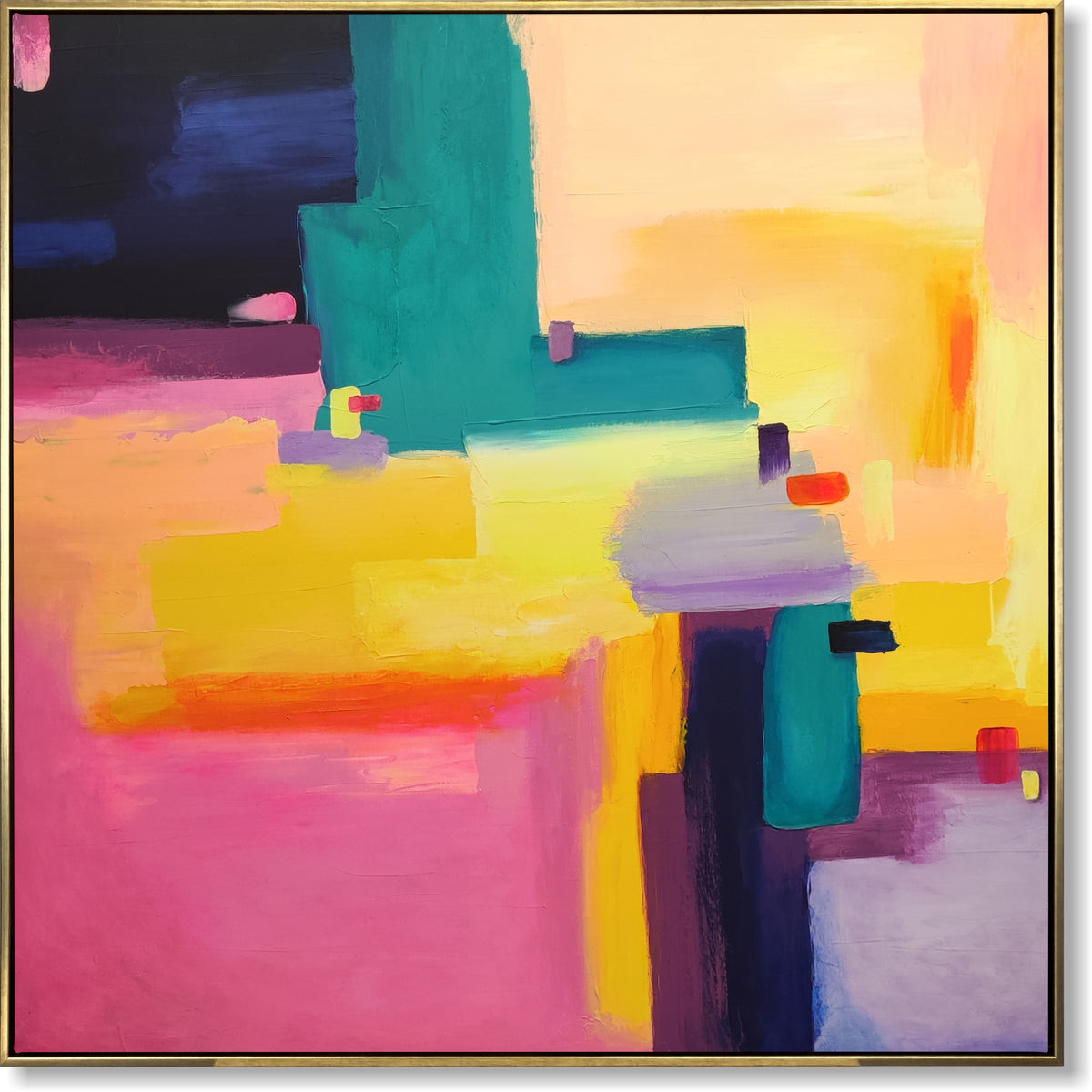 Color Block Abstract Painting – Large Vibrant Modern Wall Art on Canvas ...