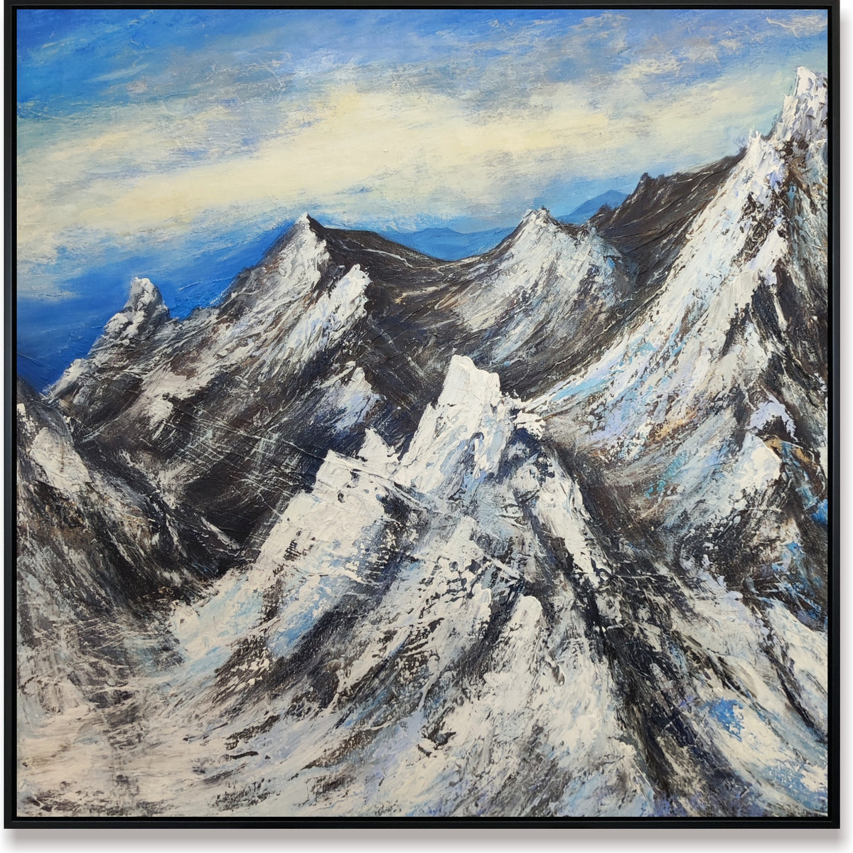 Abstract Snowy Mountains Paintings On Canvas Scenic Landscape In Blue ...