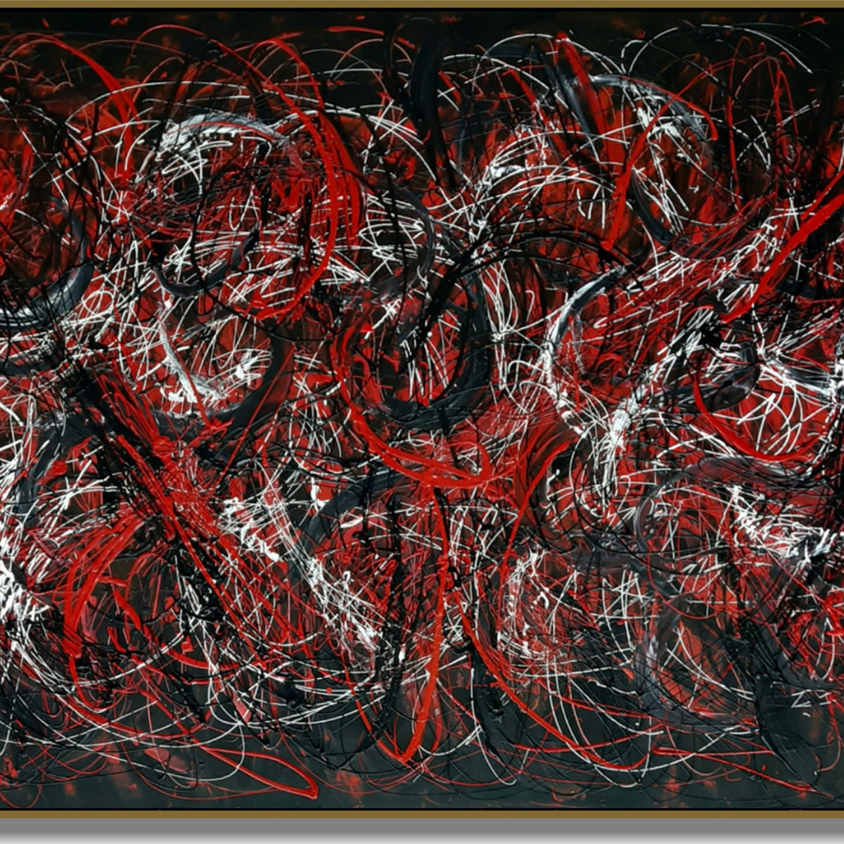 Red and Black Abstract Painting – Oversized Jackson Pollock Style ...