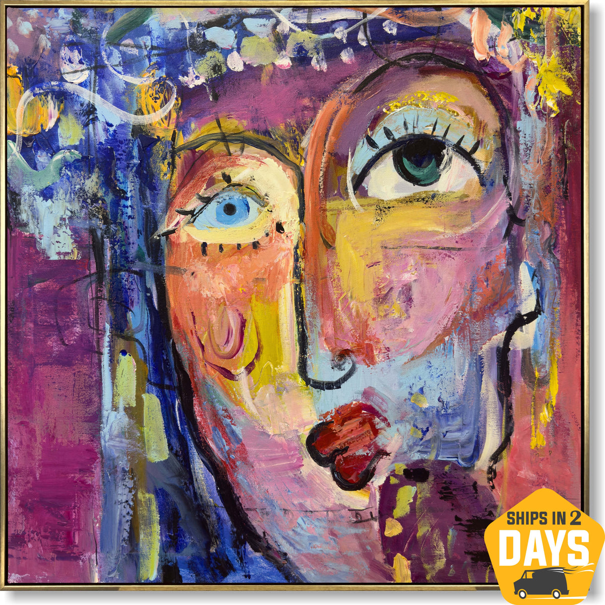 Original Abstract Cubist Portrait Colorul Painting On Canvas Original ...