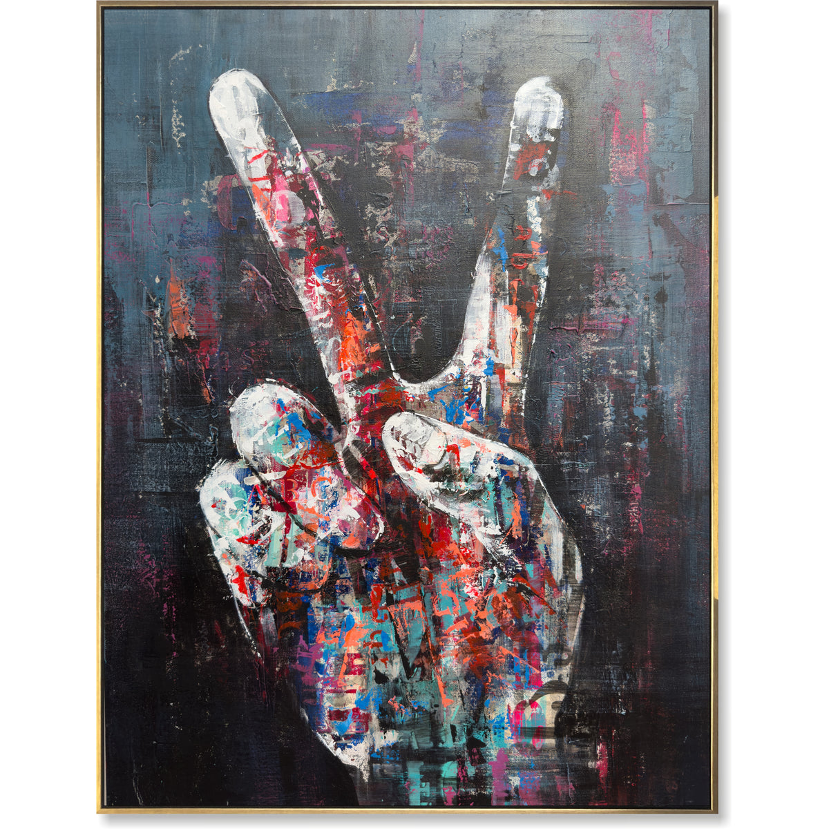 Large Abstract Peace Sign Hand Painting Urban Pop Art Modern Acrylic ...
