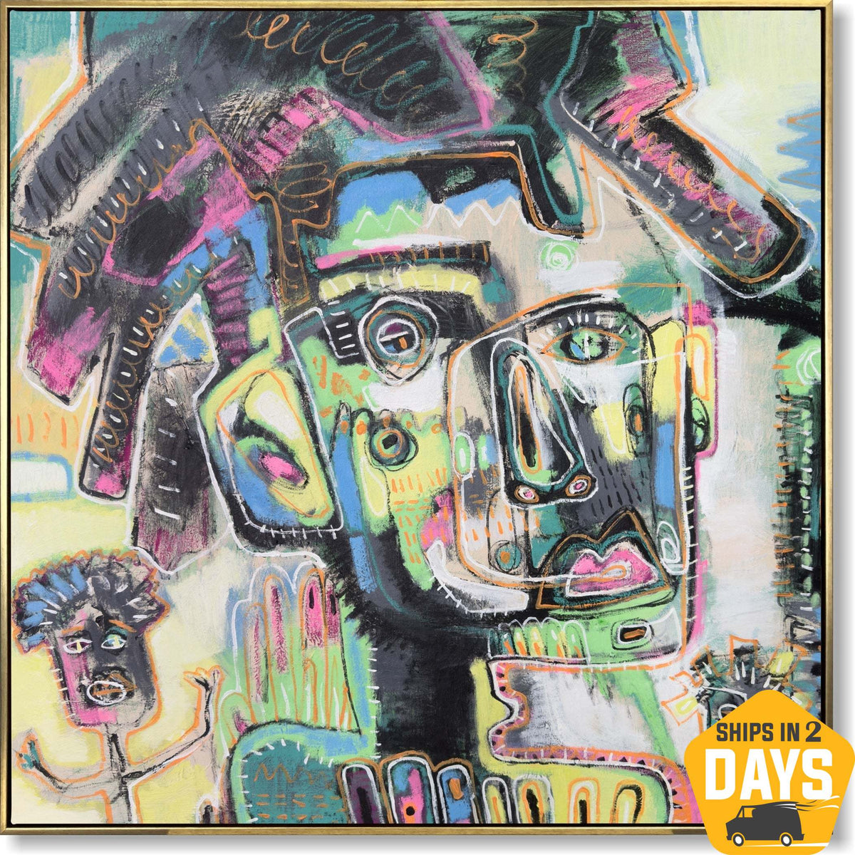 Colorful Abstract Expressionist Face Painting on Canvas Modern ...