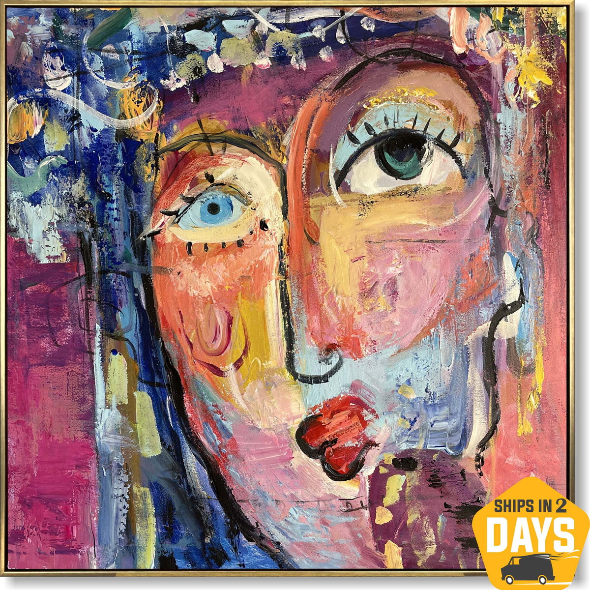 Abstract Portrait Painting Human Face Colorful Expressionist Art ...