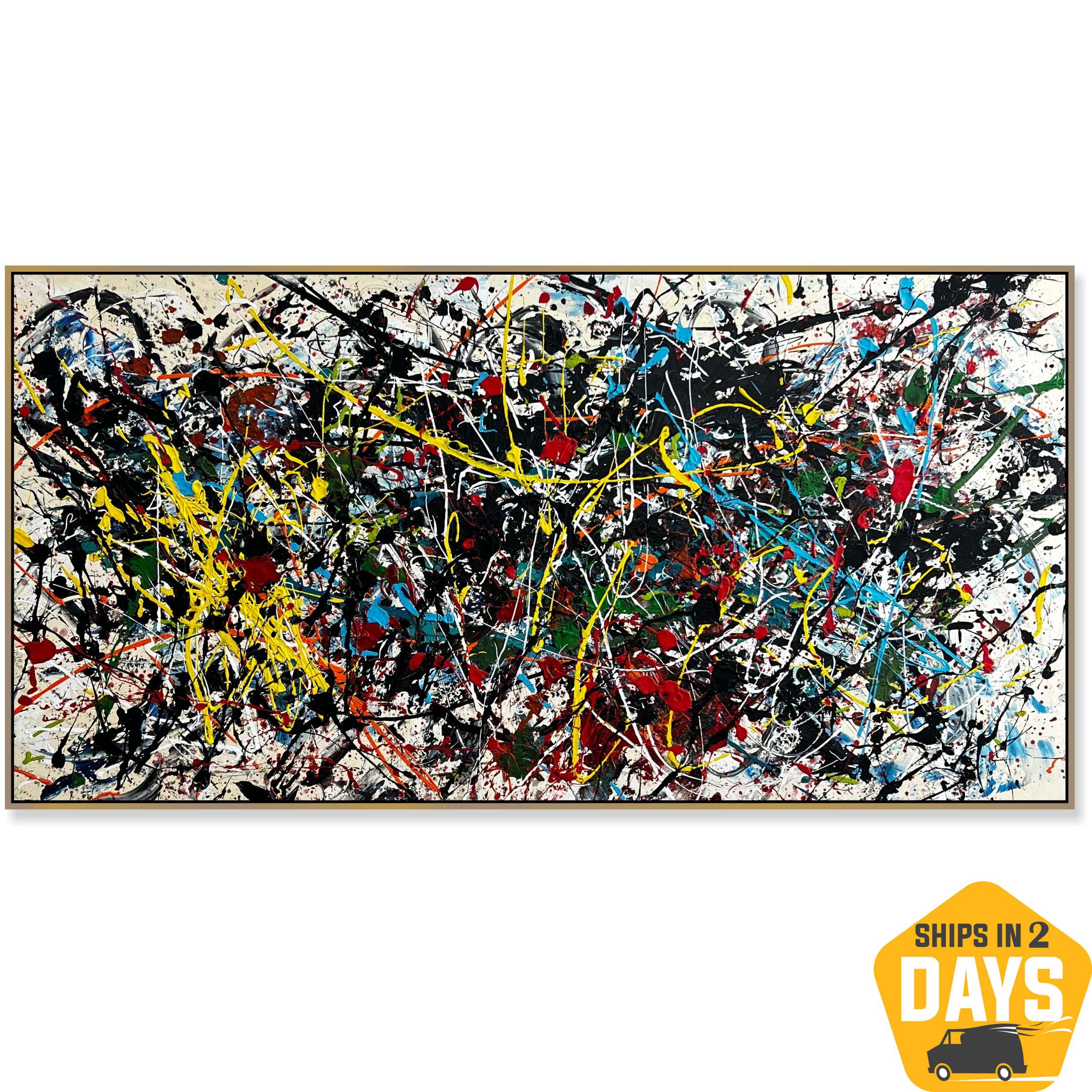 Vibrant Abstract Splatter Art Jackson Pollock Inspired Large Wall Decor ...