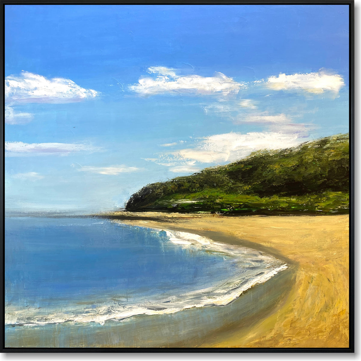 Large Coastal Beach Painting Landscape Canvas Tranquil Ocean View Art ...