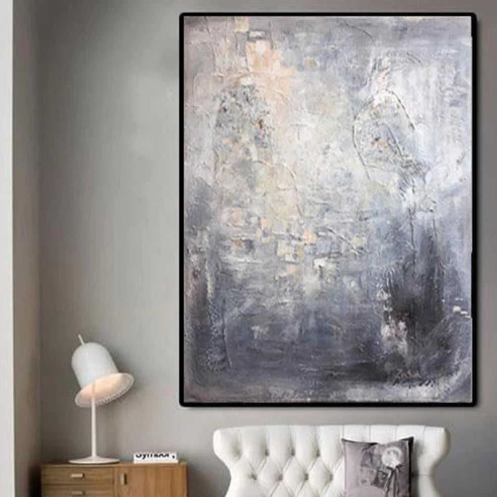 Abstract Silver Gray and White Art Black and Gray Painting | SILVER ...