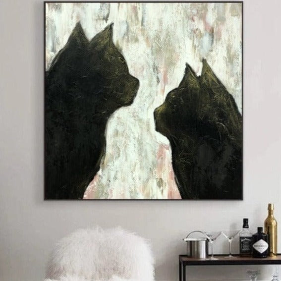 Abstract Cats Paintings On Canvas Creative Minimalist Artwork Original ...