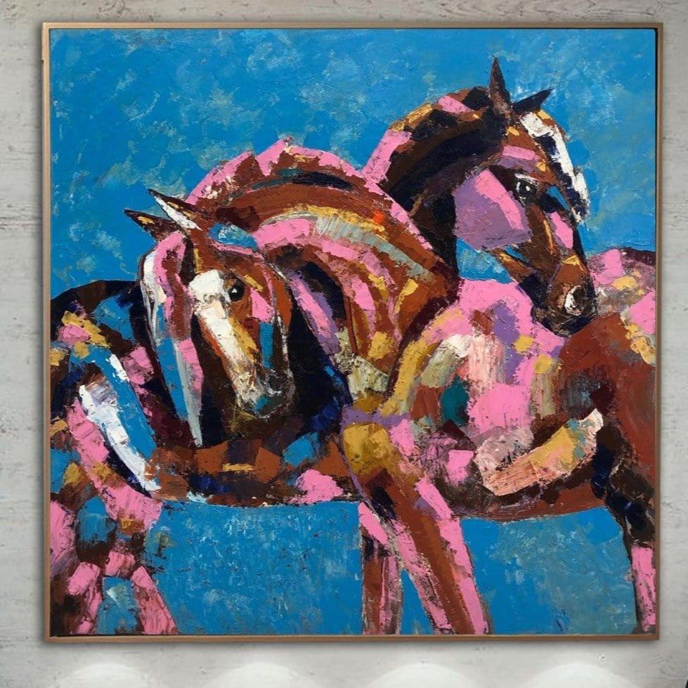 Abstract Horse Paintings Love Canvas Art Gift For Couple 50x50 Horse ...