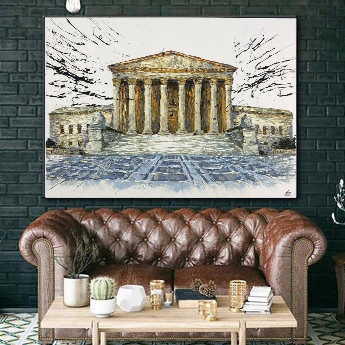 Oversize Art Abstract Courthouse Art Canvas Painting Original Canvas ...