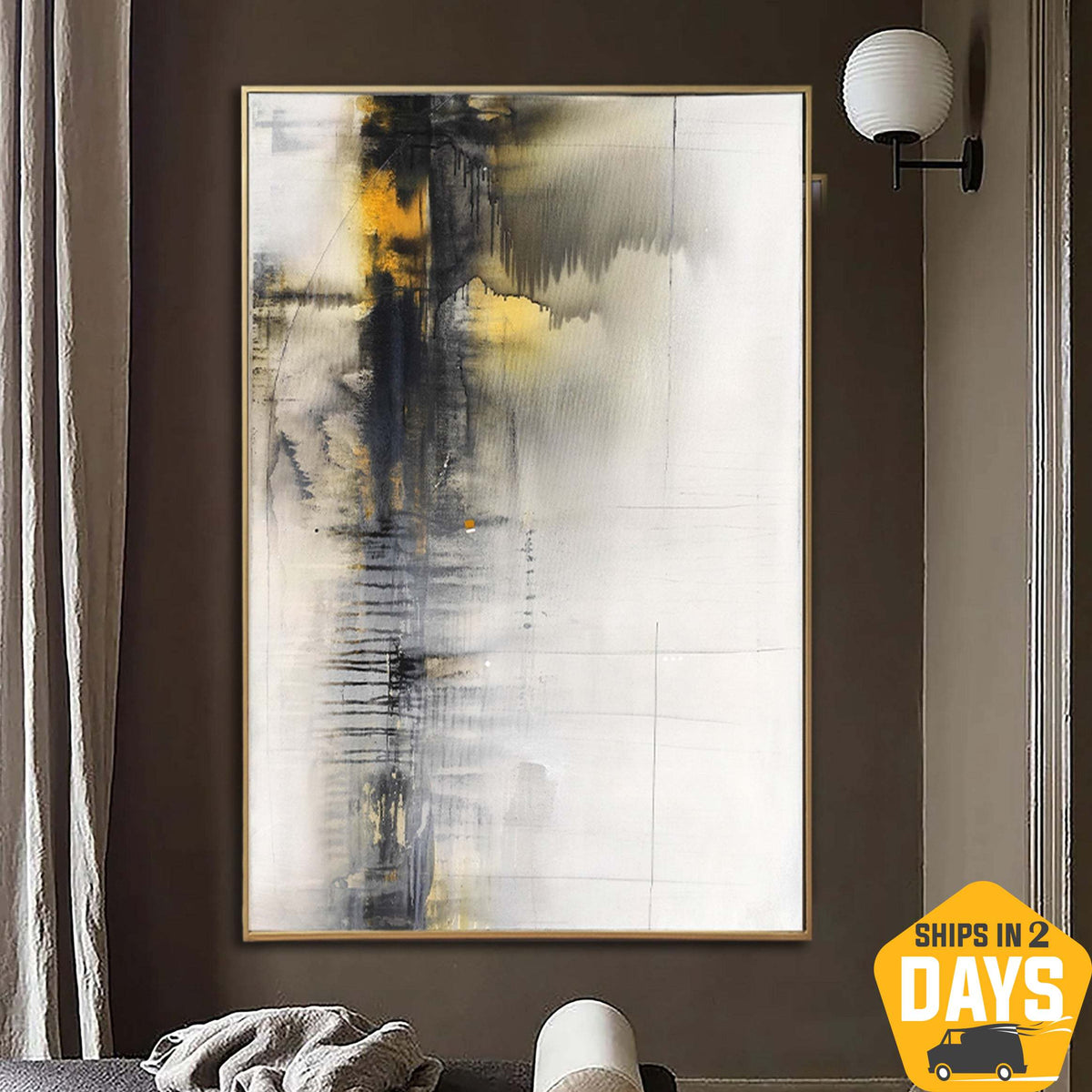 Original Abstract Black And White Paintings On Canvas Modern Textured ...