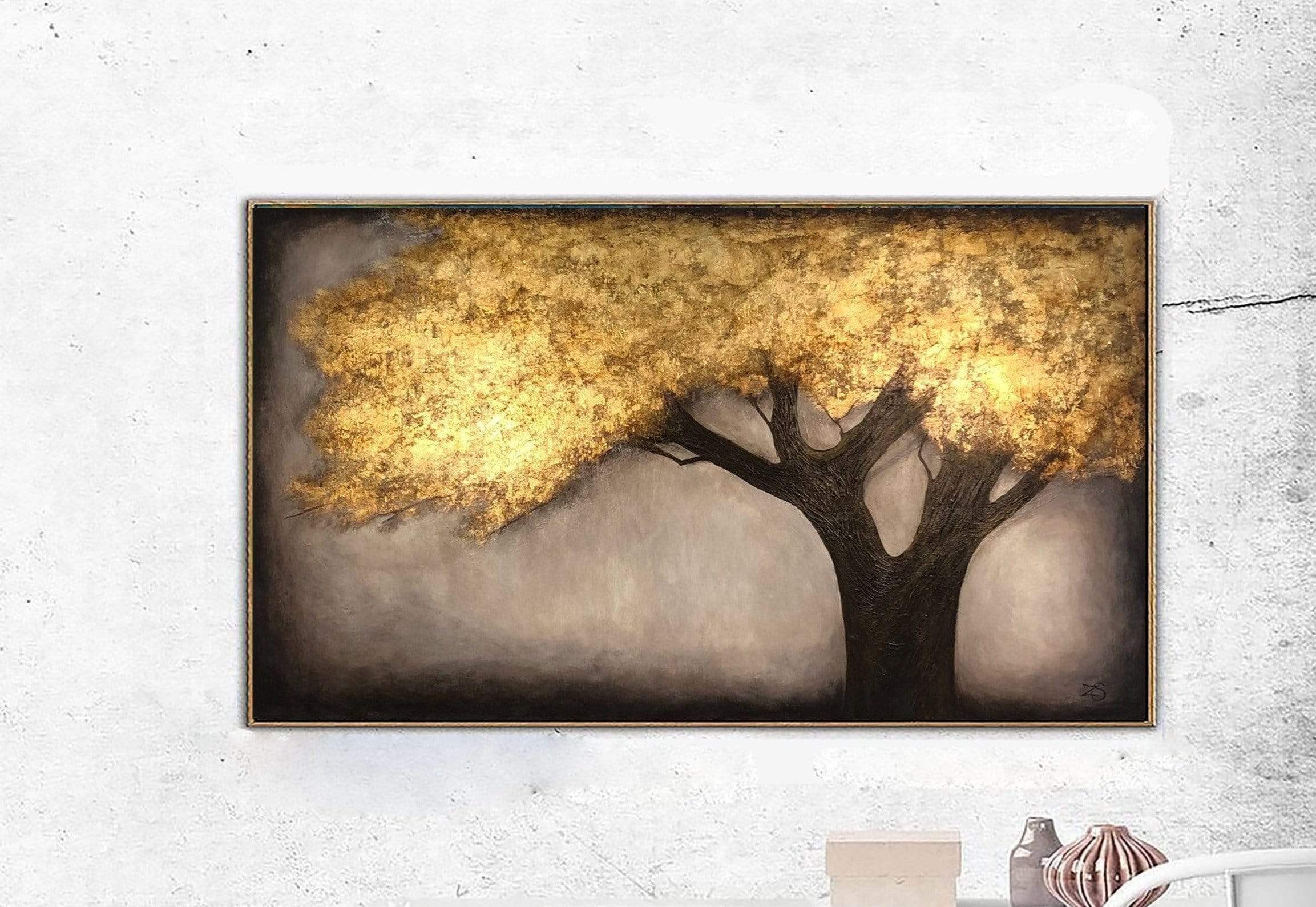 Abstract Tree Paintings On Wall