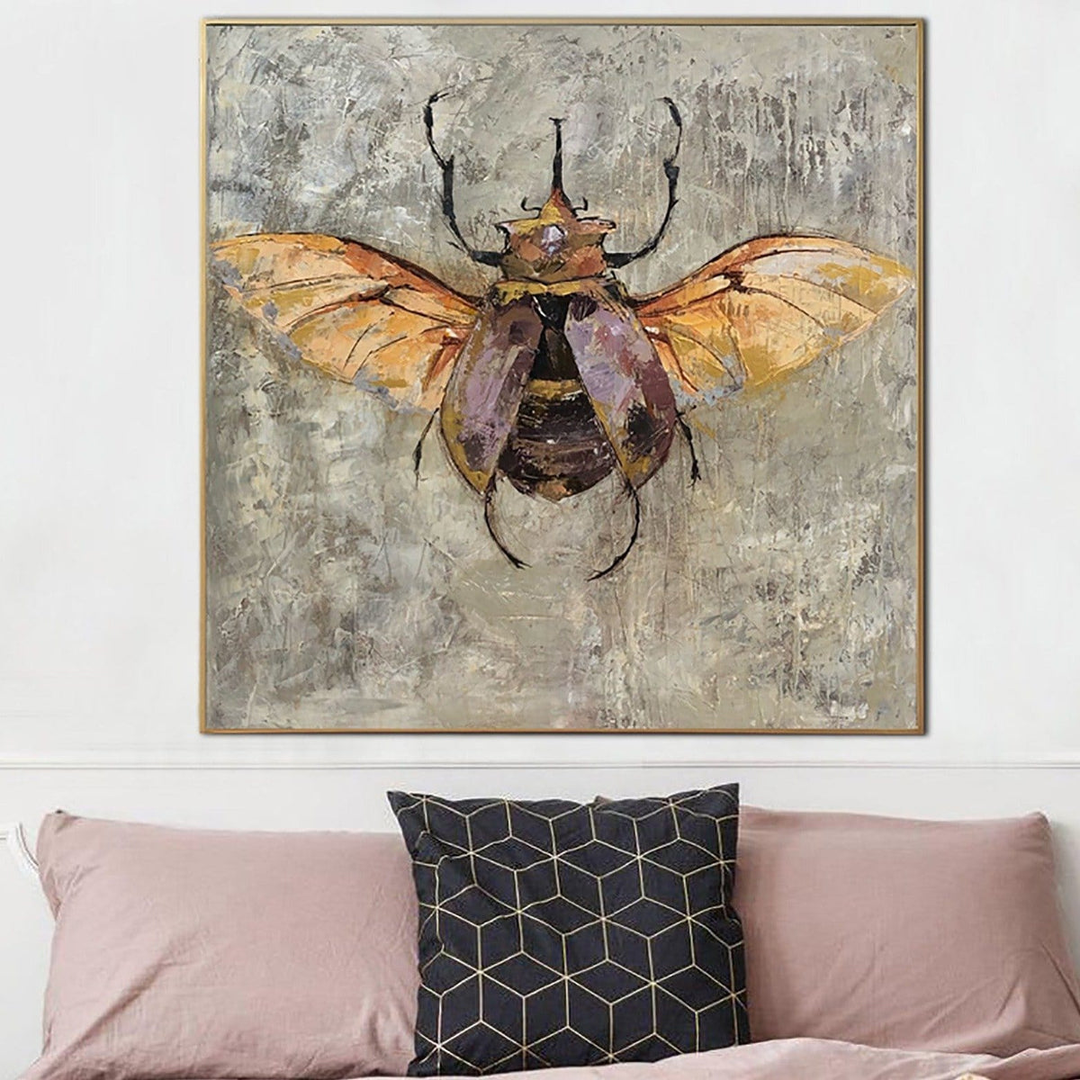Stag beetle Painting On Canvas Large Nature Painting Insect Art Stag ...