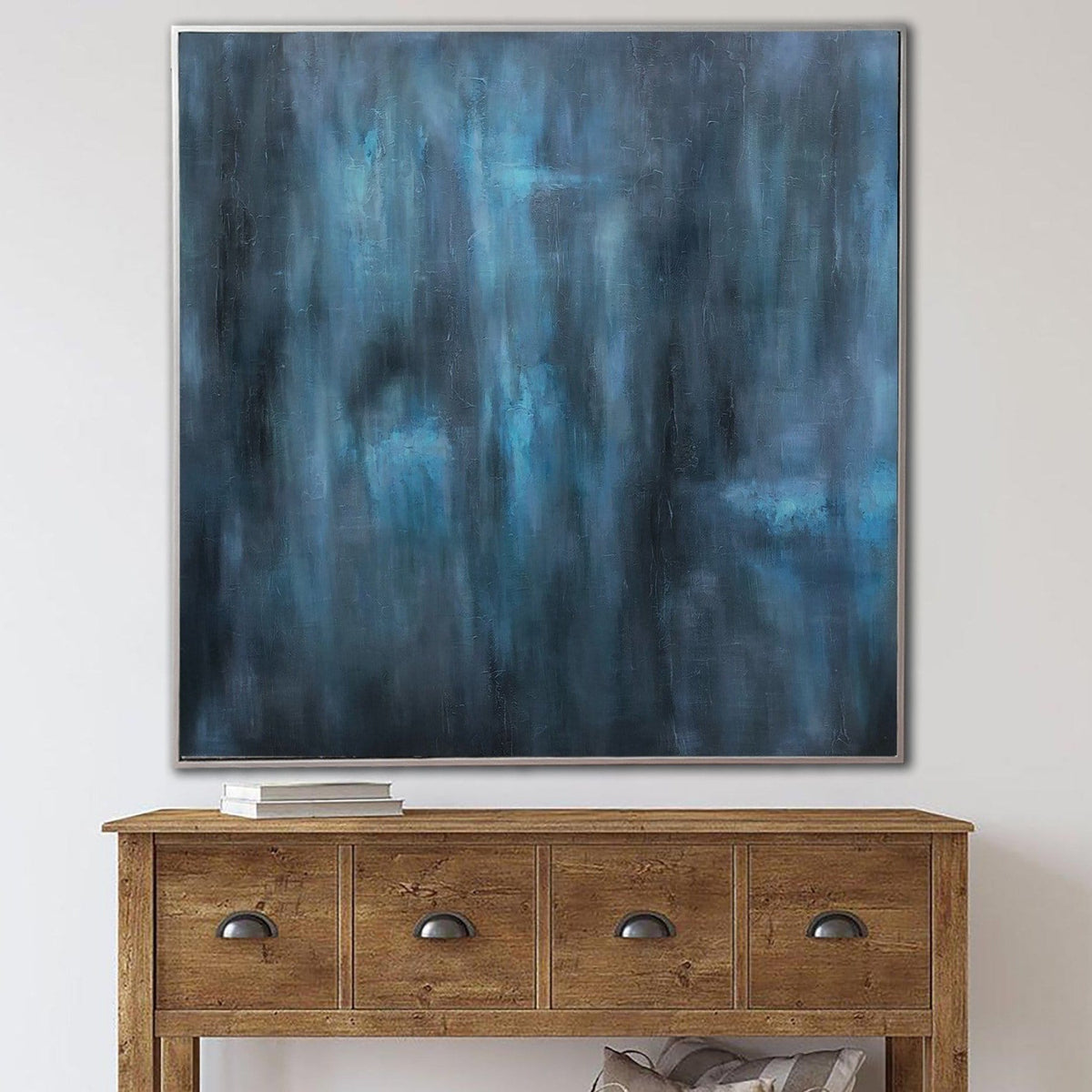 Large Abstract Blue Paintings On Canvas Minimalist Deep Blue Art 60x60 ...