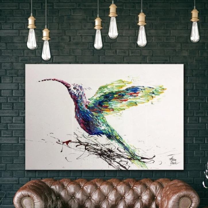 Colibri Painting Bird Abstract Art On Canvas Hummingbird Painting On ...