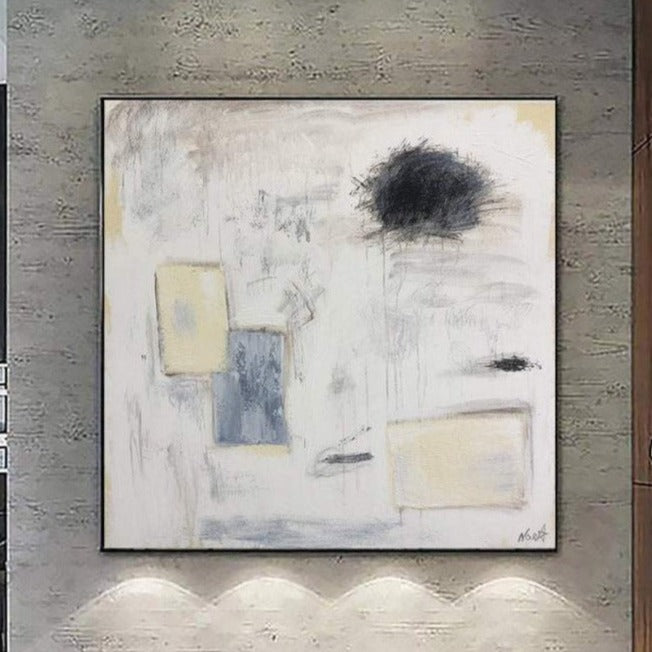Large Original Acrylic Abstract White Paintings On Canvas Minimalist ...