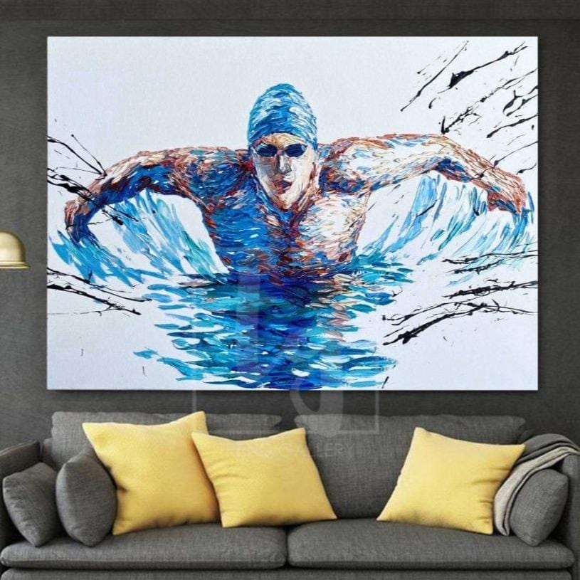 Swimmer Abstract Painting Original Swimmer Abstract Art Abstract ...